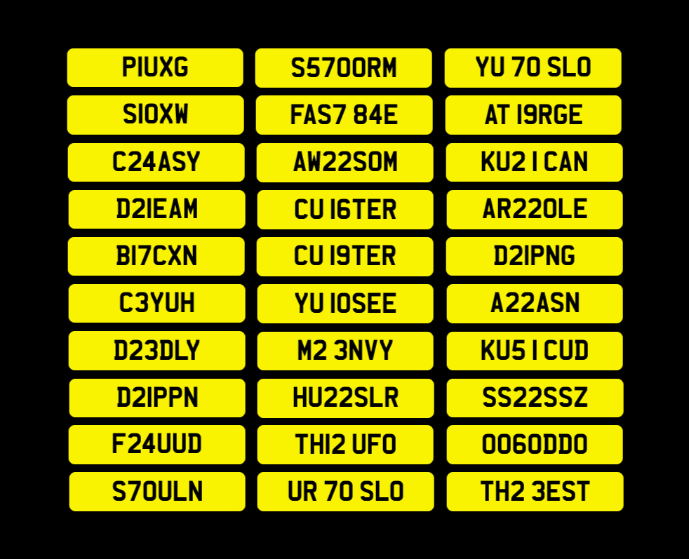 Cherished Private Number Plate Collection - SLOW - FAST - BOSS - BEST ...