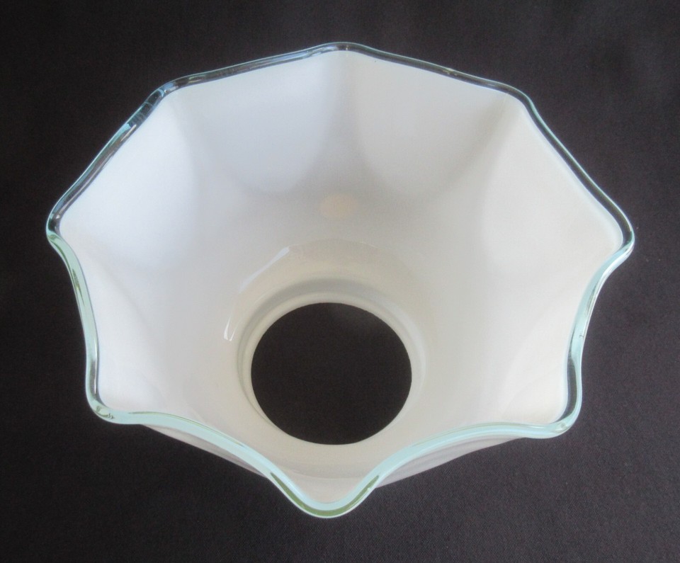 White Cased Balboa Venetian Glass Oil/Gas Lamp Shade w/ 4” Slip Fitter ...