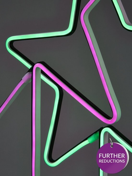 62cm Duo Star Neon Sign Pink Green. Kids Bedroom Christmas Lights ...