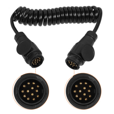 13 Pin Male to Male Trailer Cable Adapter Plug Coiled Extension Cable ...