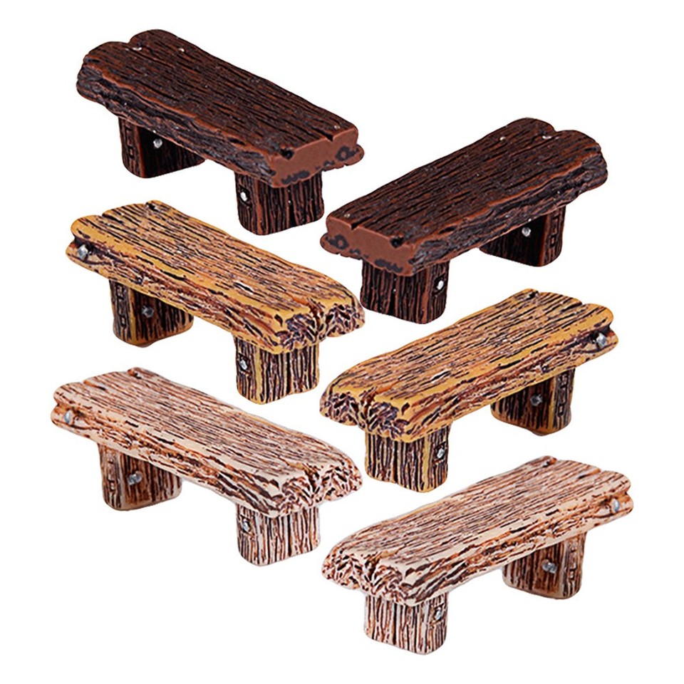 6 PCS Miniature Decorations Dollhouse Bench Decorative Resin Stools ...