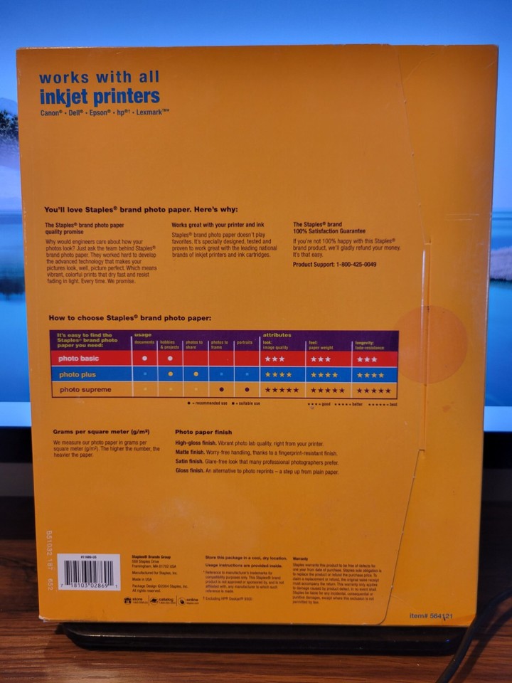 Staples Photo Supreme Double-Sided Matte Photo Paper 50 Sheets 8.5" x ...