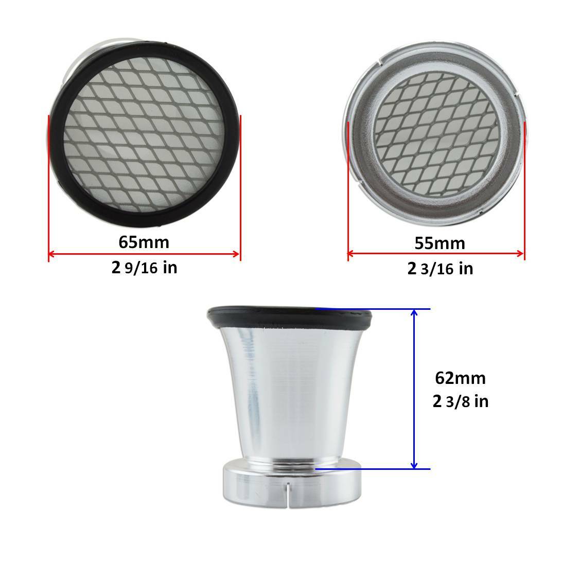 Racing Carburetor Air Filter 55mm x 62mm Intake 4x Velocity Stack Horn ...