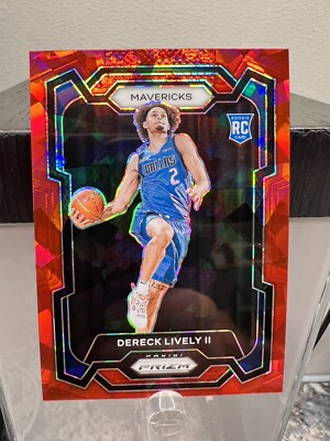 2023-24 Panini Prizm Derek Lively II Red Cracked Ice Rookie Mavericks ...