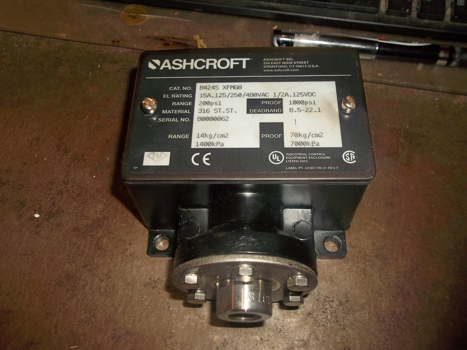 ASHCROFT B424S XFMG8 PRESSURE SWITCH 200 PSI RANGE (622) | eBay