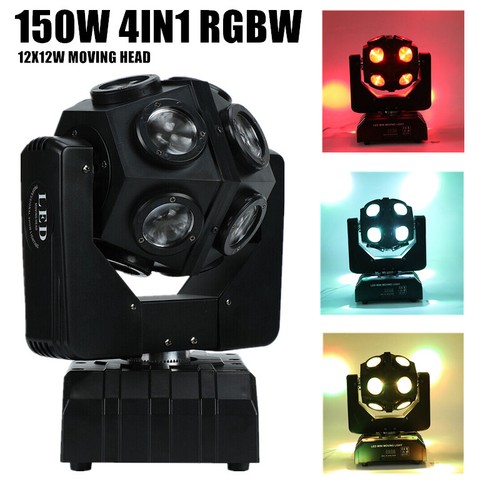 Mini 12x12W LED Beam Moving Head Light RGBW DMX DJ WeddingParty Stage ...