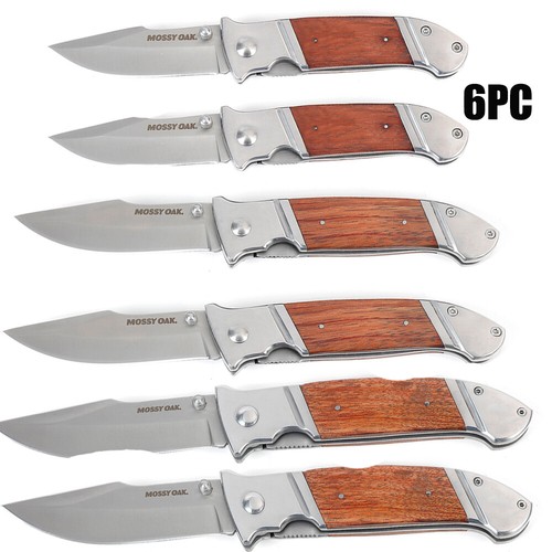 Mossy Oak 6Pieces Folding Pocket Knife Set Stainless Steel Blade Wood ...