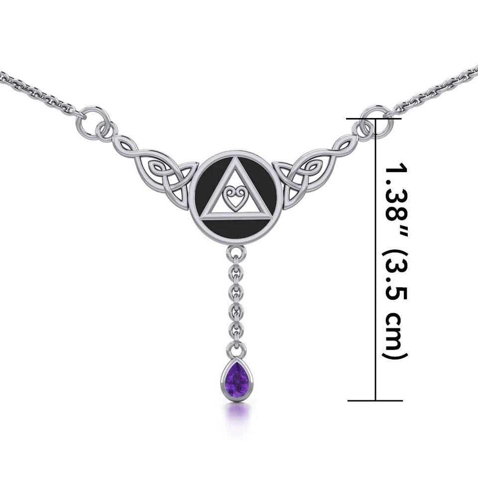 AA Recovery Symbol Heart 925 Sterling Silver Necklace Fine Sobriety ...