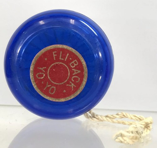 Vintage Fli Back Yo Yo Blue Red Plastic Toy String Retro Translucent ...