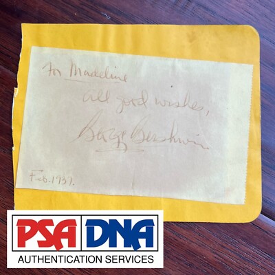 GEORGE GERSHWIN * PSA/DNA * Autograph Card Signed 5 Months Before Death ...