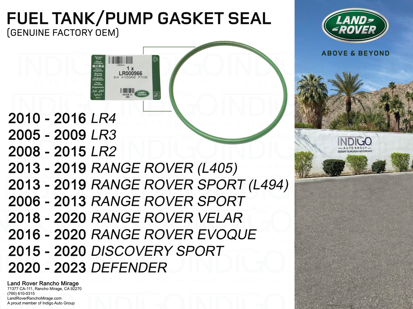 Land Rover LR2 LR3 LR4 Range Rover Sport Evoque Fuel Tank Pump Seal ...
