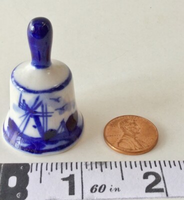 Old Miniature Ceramic Blue Delft Bell | eBay