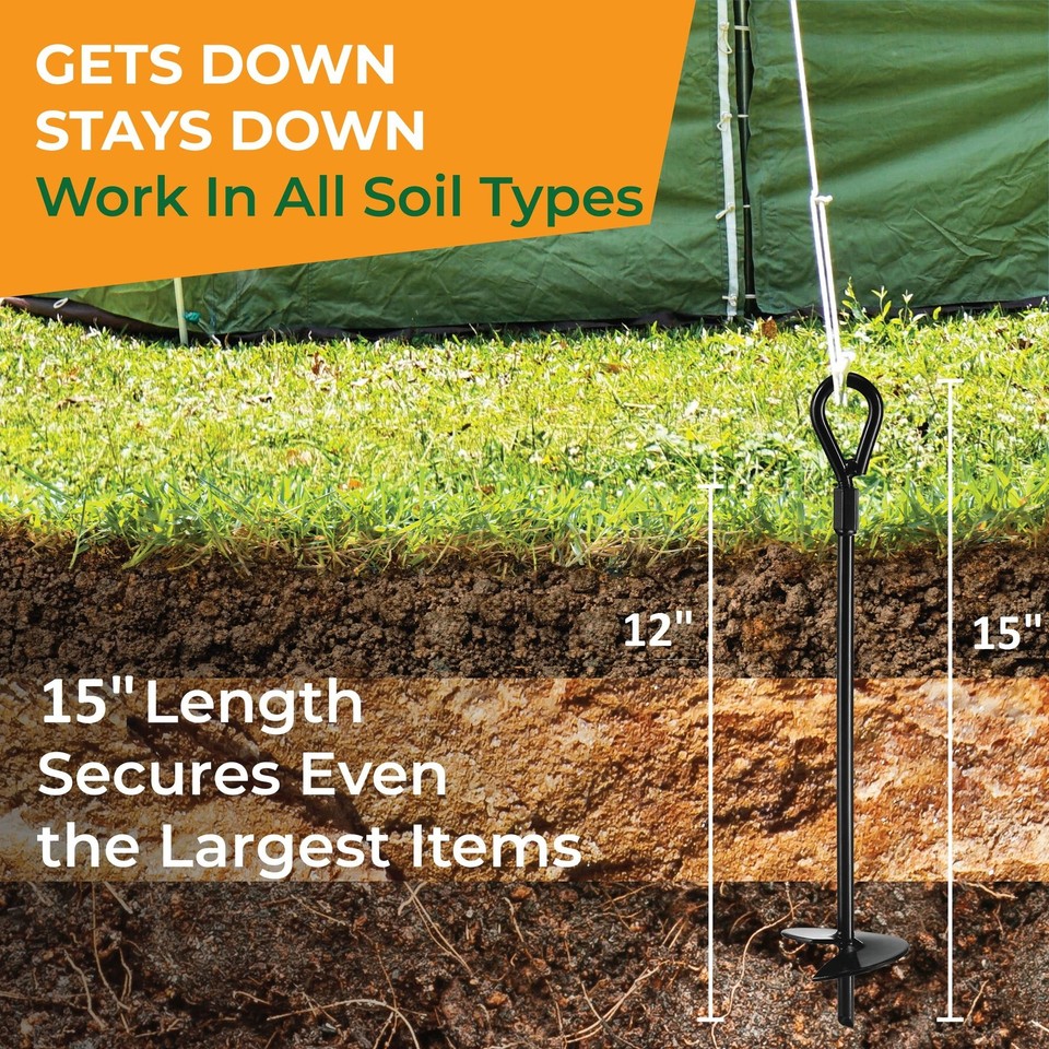 15â€ Ground Anchors (4pcs) Easy to Use with Drill 3"Helix Diameter ...