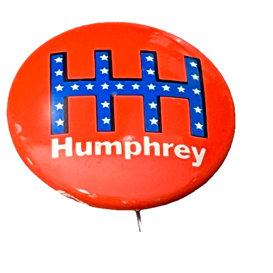 1968 HH Johnson Humphrey Pinback Pin Button President Election Campaign ...