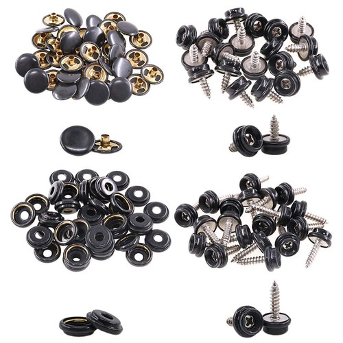 120-Pcs Black Fastener Screw Snaps Boat Canvas Cover Snap Button Cap ...