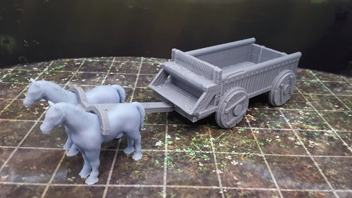 Horse & Wagon Cart Set 28mm Scale Fantasy Scatter Terrain Dungeons ...