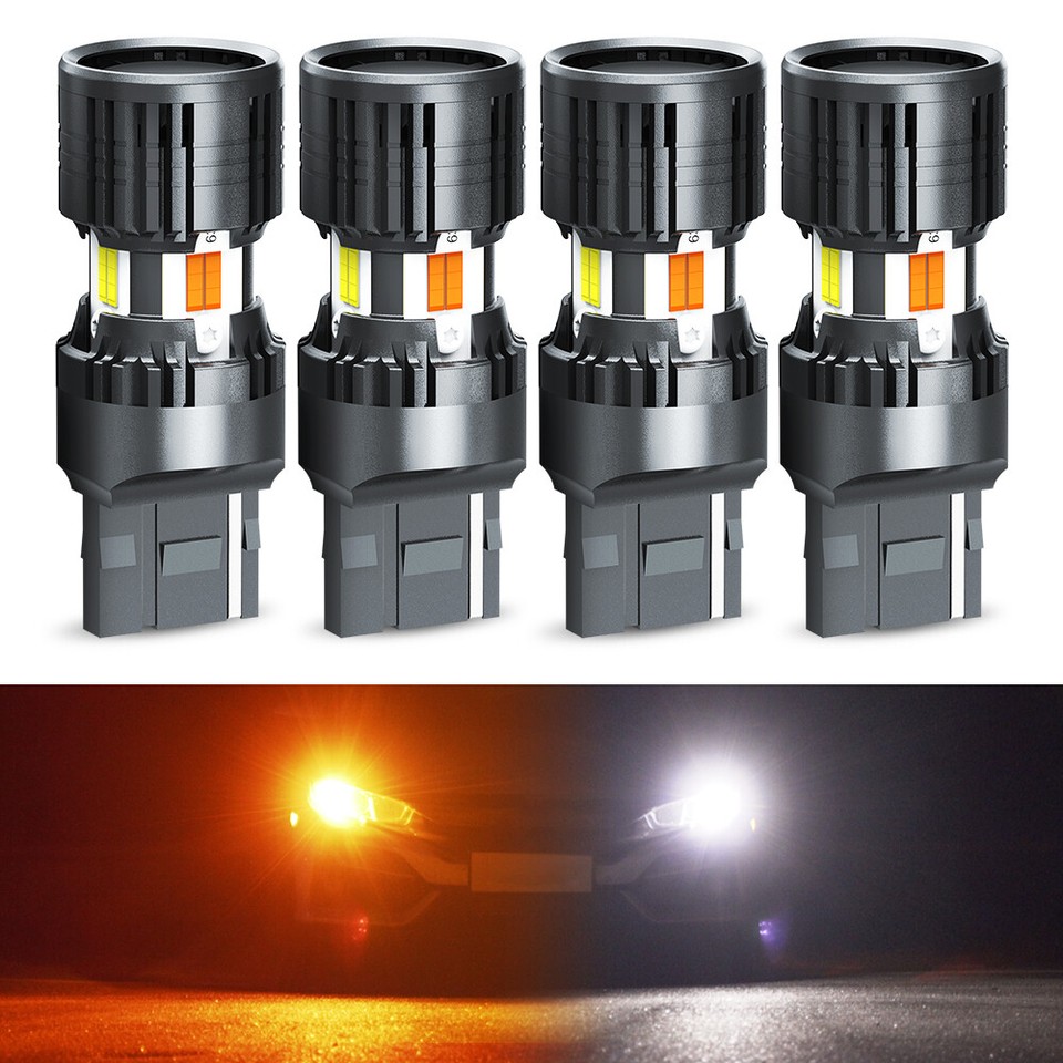 Switchback 4x 7443 7441 LED Turn Signal DRL Parking Light Bulbs Lamps ...