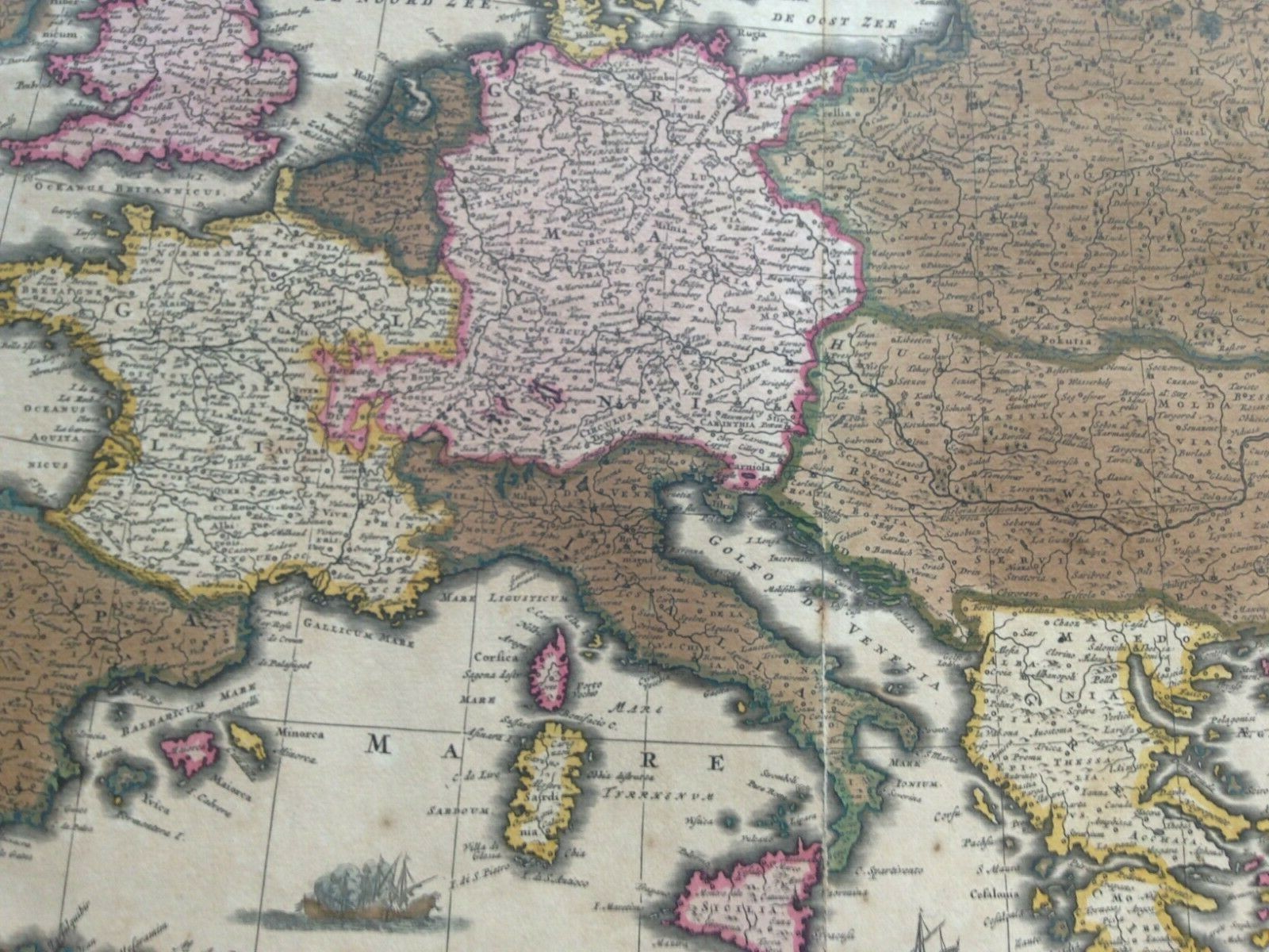 EUROPE 1680 FREDERIK DE WIT UNUSUAL LARGE ANTIQUE ENGRAVED MAP 17TH ...