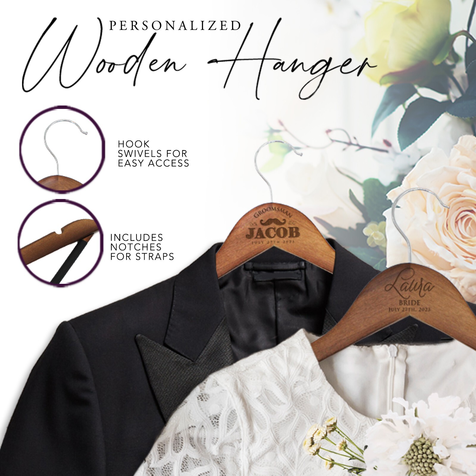 Personalized Wood Hangers Customizable Clothes Hanger | eBay