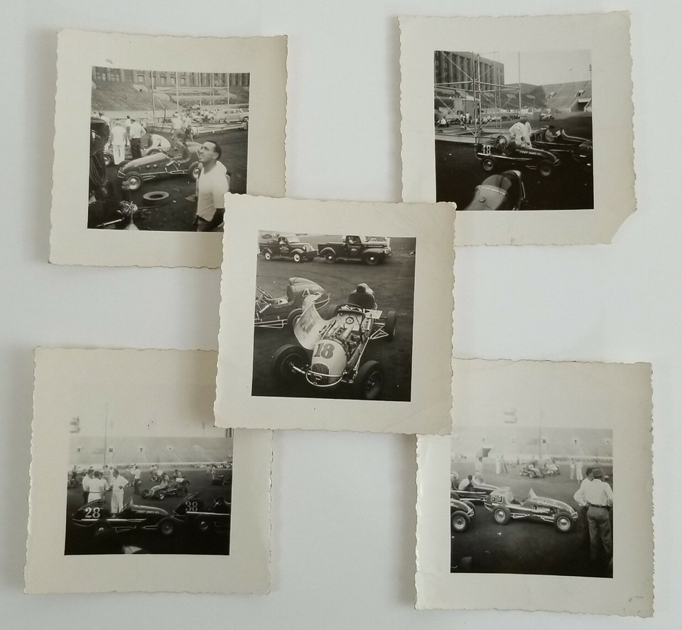 (12) Vintage Black & White Photographs - Dirt Track Racing Cars ...