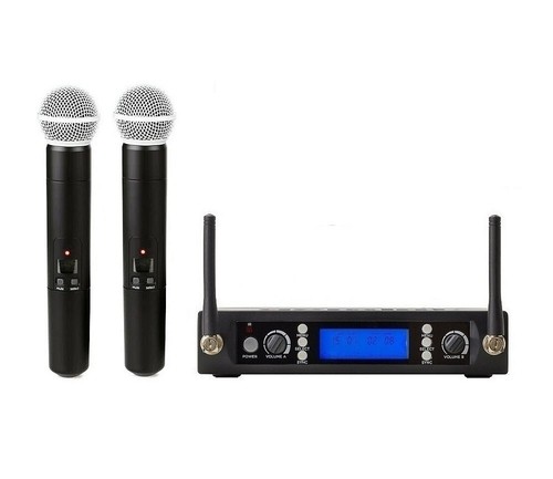 UHF Dual Wireless Microphones System for Stage Performance Handheld Mic ...