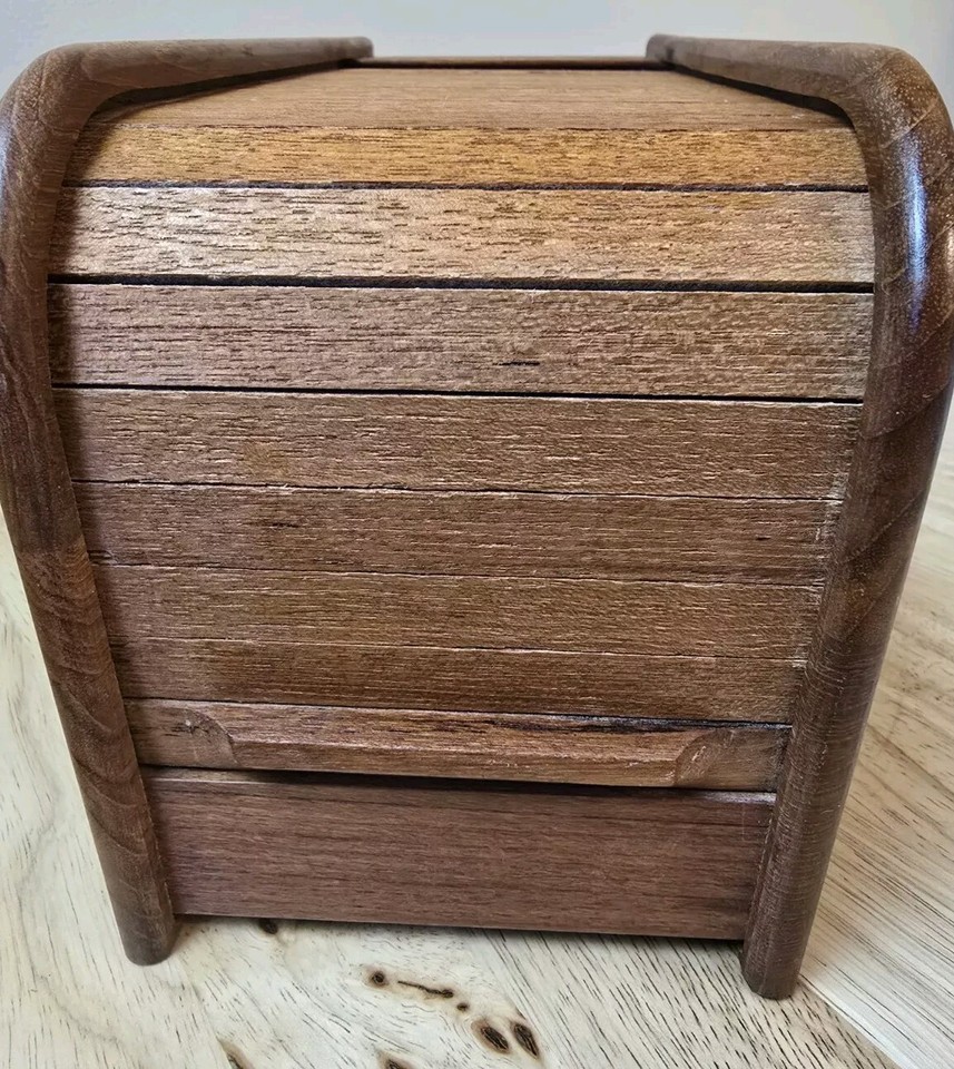 VINTAGE MCM TeakTech Rolltop Storage Unit Filled With Various Hard Disk ...