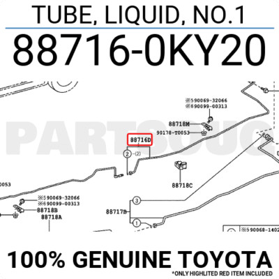 887160KY20 Genuine Toyota TUBE, LIQUID, NO.1 88716-0KY20 | eBay
