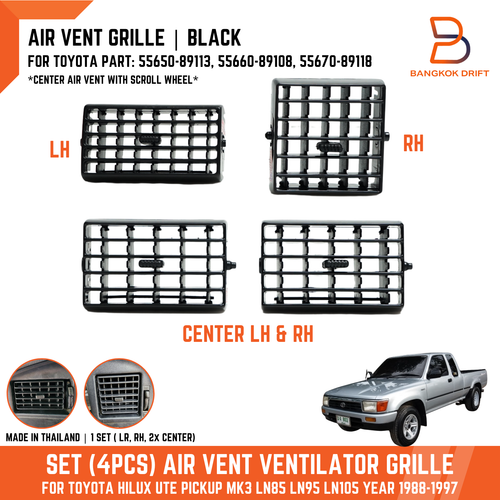 Black 4 pc Air Vent Ventilator Grille For Toyota Hilux Ute LN85 LN90 ...
