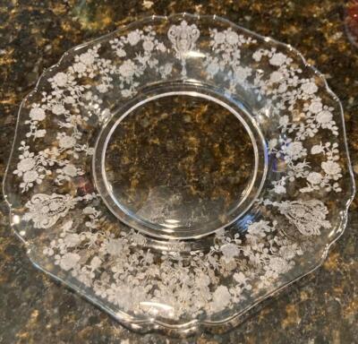 Cambridge Rose Point 7.5" Salad Plates Rosepoint Square Clear Center ...
