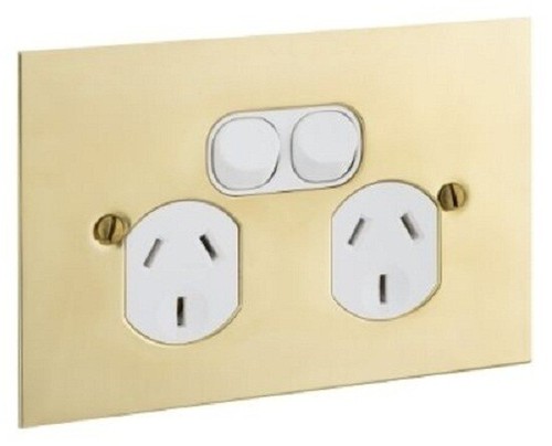 Clipsal BBSL STYLE TWIN SWITCHED SOCKET 10A 250V Brass, Horizontal ...