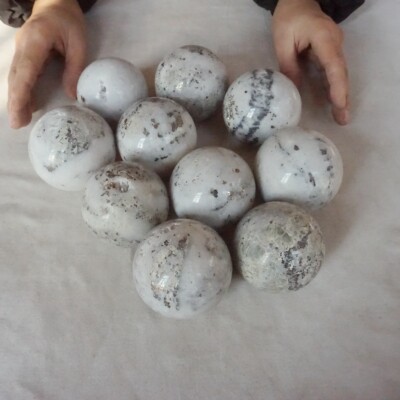 9.6LB 10Pcs Natural Golden Pyrite & Jasper Crystal Sphere Ball Polished ...