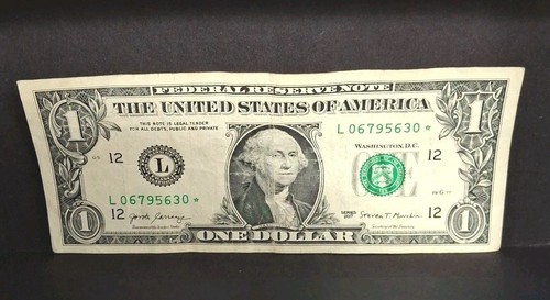 STAR NOTE / 2017 $1 ONE DOLLAR / FANCY SERIAL NUMBER/CIRCULATED BUT ...