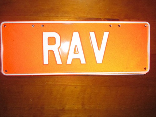 TOYOTA ' RAV ' Brand new embossed show number plate " RAV " WHITE / RED ...