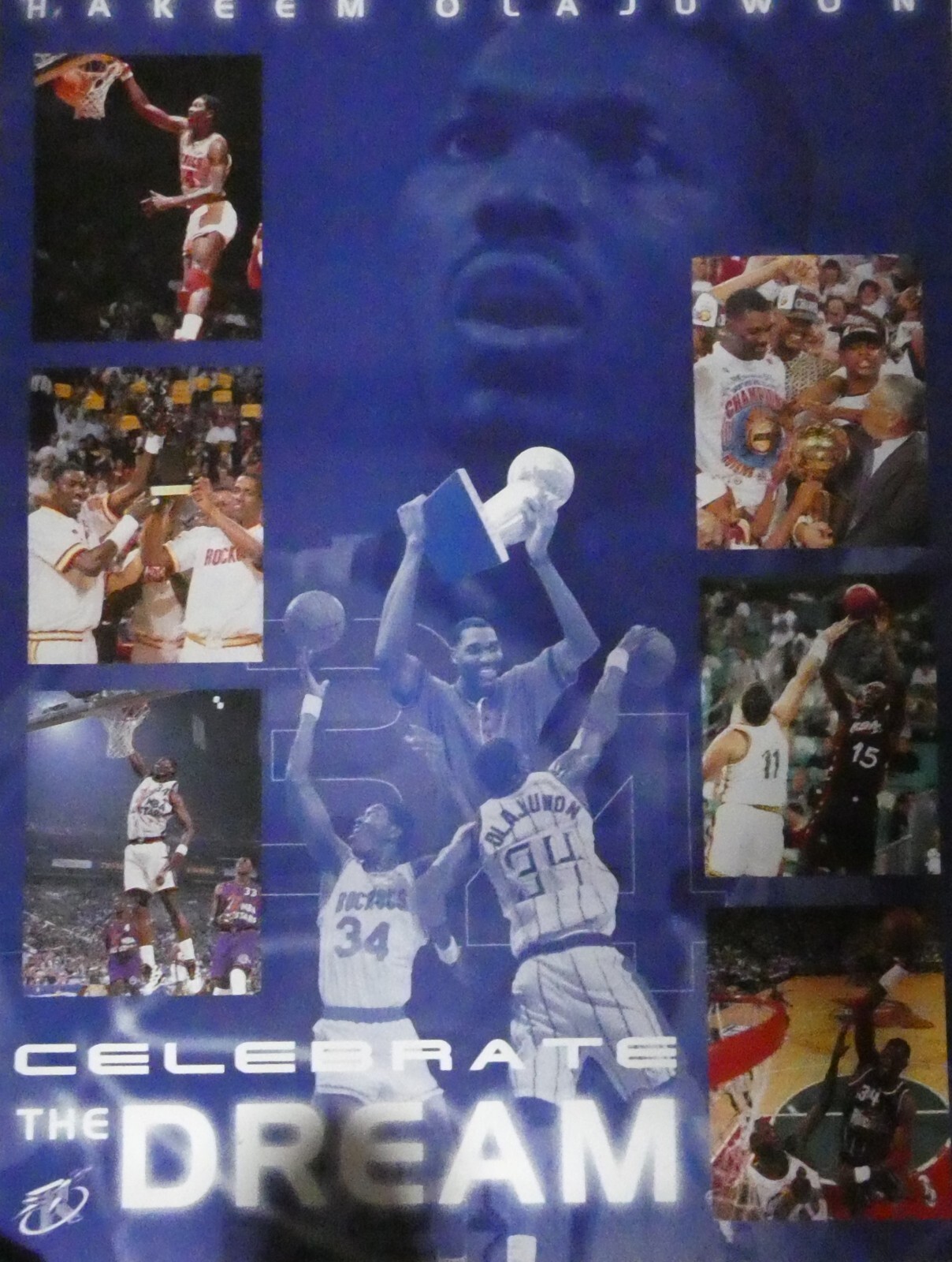 Hakeem Olajuwon Celebrate the Dream Vintage Poster 24 X 18 Houston ...