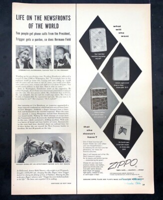 Life Magazine Ad ZIPPO Lighter Research reverse PEPTO-BISMOL 1954 Ad A1 ...