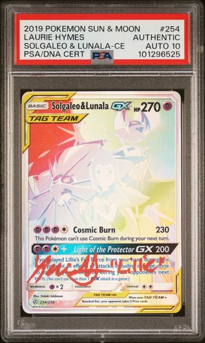 Solgaleo & Lunala GX 254 Laurie Hymes Auto 10 Pokemon TCG | eBay