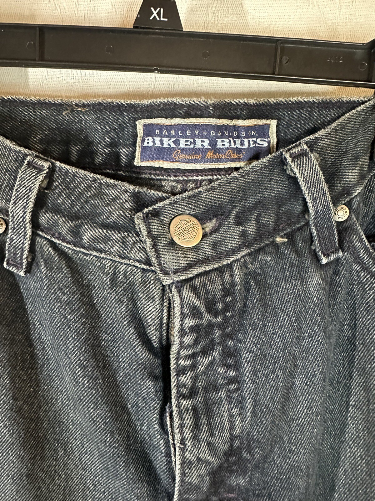 Harley Davidson Biker Blues Men's Black/blue Denim Wa… - Gem