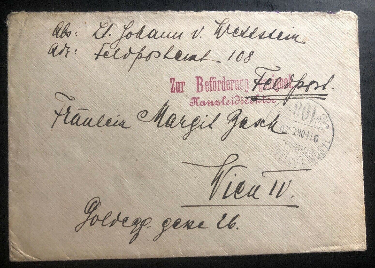 1914 Military Feldpost Hungary Cover To Vienna Austria | eBay