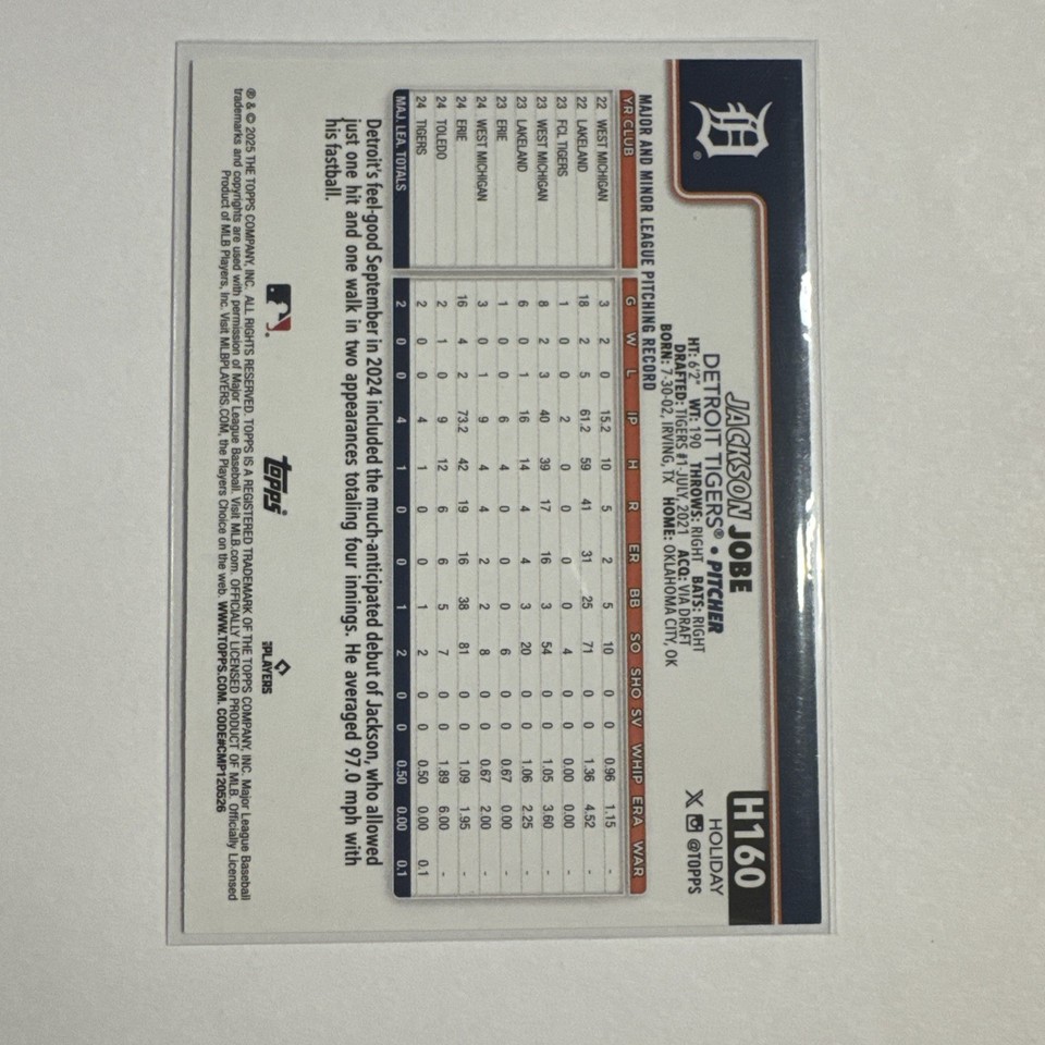 2025 Topps Holiday Jackson Jobe #H160 (RC) | eBay