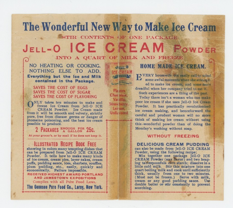 Mr Fancy Cancel Jell-o Ice Cream Powder Folding Vintage Ad Card #888 | eBay
