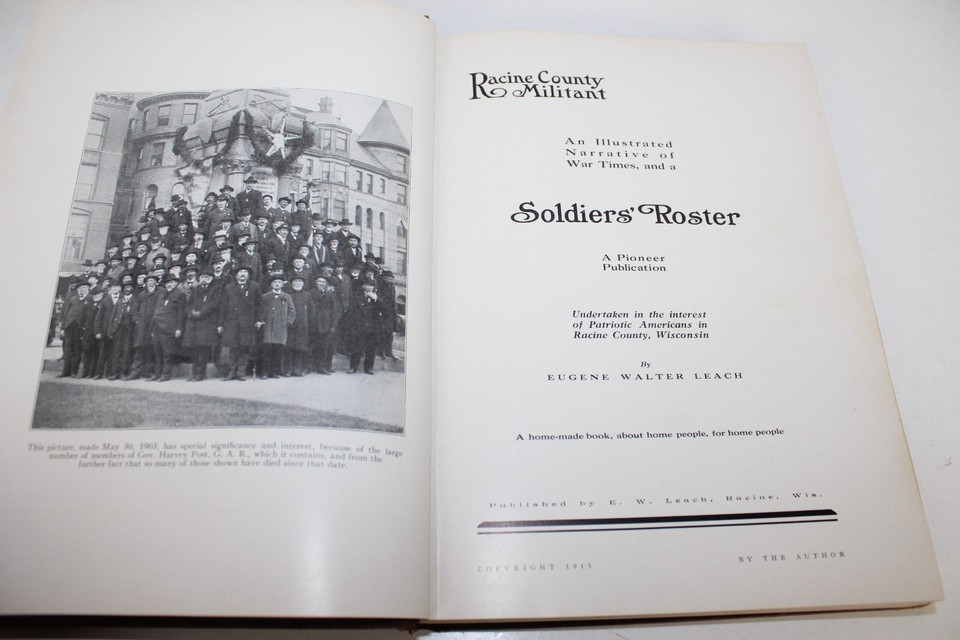 Antique 1915 Racine County Militant War Time Soldiers Roster Eugene ...