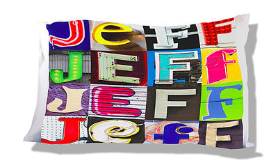JEFF Personalized Pillowcase featuring the name in photos of sign ...