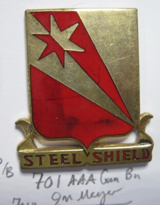 Army DI DUI PB Pinback 701st ANTI-AIRCRAFT ARTILLERY AAA BATTALION 9m ...