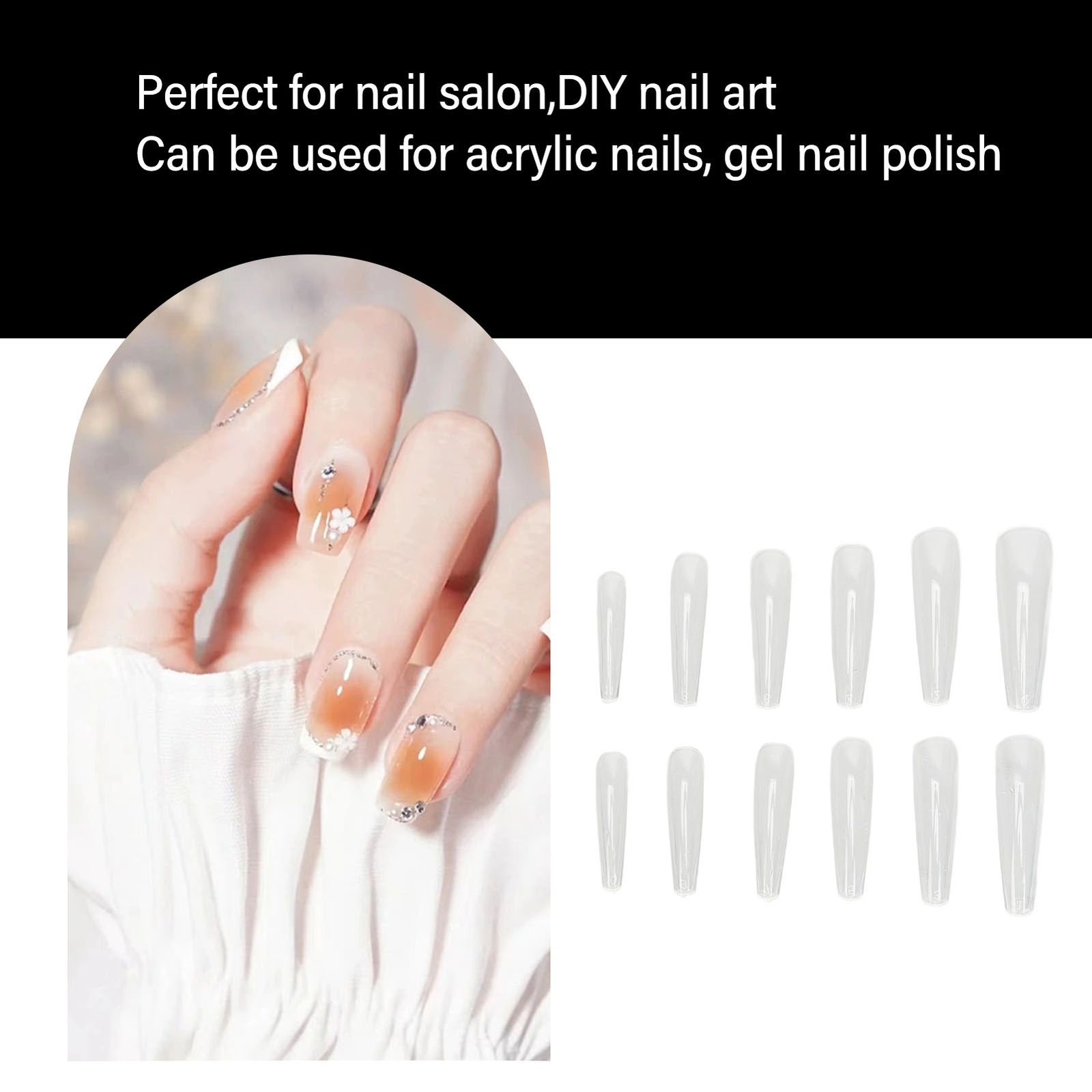 (02)360pcs Nai Tips Full Cover Acrylic Nail Tips Clear False Gel ...