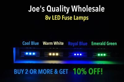 (20) BLUE/WHITE LEDs 8V FUSE LAMPS -STEREO/2245 2285 2275 2230 4230 ...