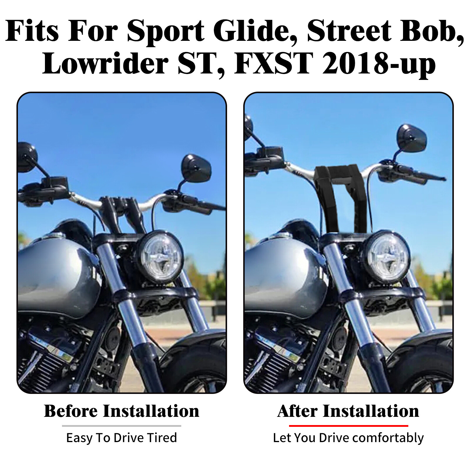 2018-2023 Harley Softail FLSB FXBB 1" Handlebar Riser 8" Black Gauge ...