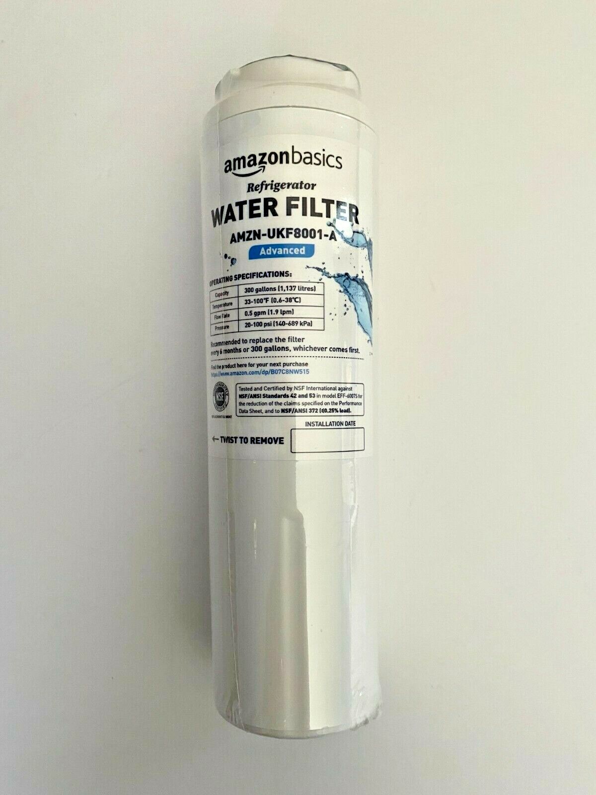 NEW AmazonBasics Refrigerator Water Filter AMZN-UKF8001-A Free Shipping ...