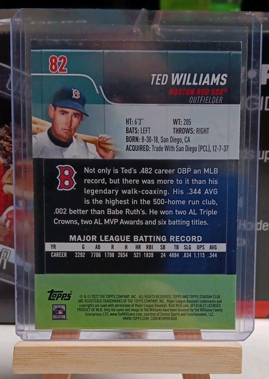 2022 Topps Stadium Club Ted Williams Base Card #82 | eBay