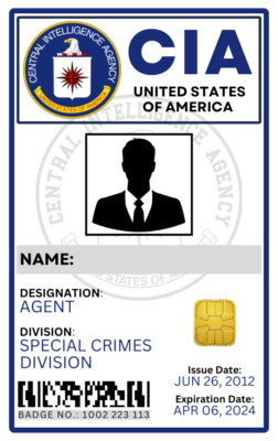 Physical Customized CIA Special Agent Id Badge, Cosplay accessories ...