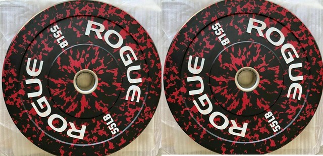 Rogue Fitness 55lb Fleck Bumper Plates Pair/set 55lbs Each - 110lbs ...